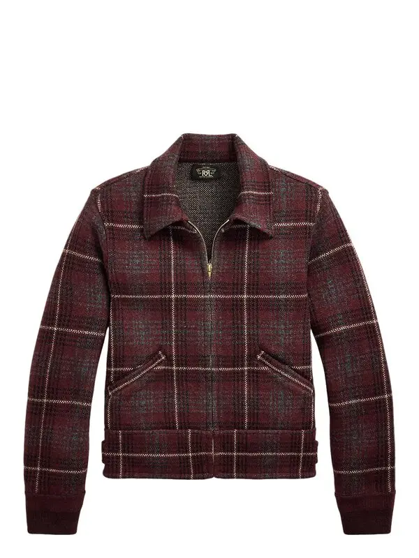 Ralph Lauren Plaid Wool Sweater Jacket - Deep Red/multi