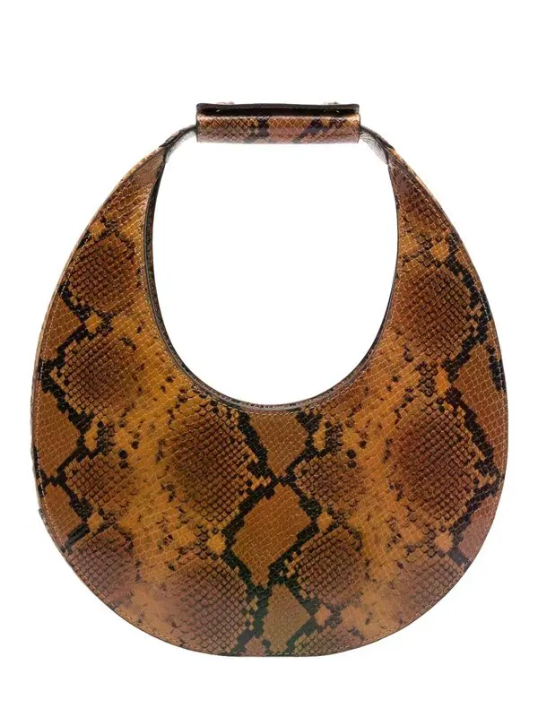Staud Moon Snakeskin Handle Tote - Brown