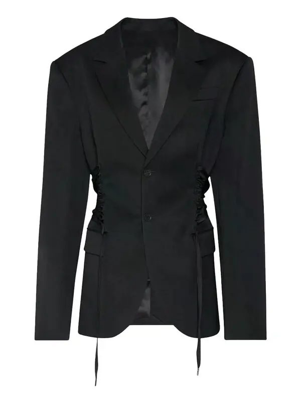 JEAN PAUL GAULTIER Lace-detail Virgin Wool Blazer - Black