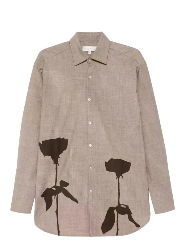 LUDOVIC DE SAINT SERNIN Floral Embroidered Button-down Shirt - Neutrals