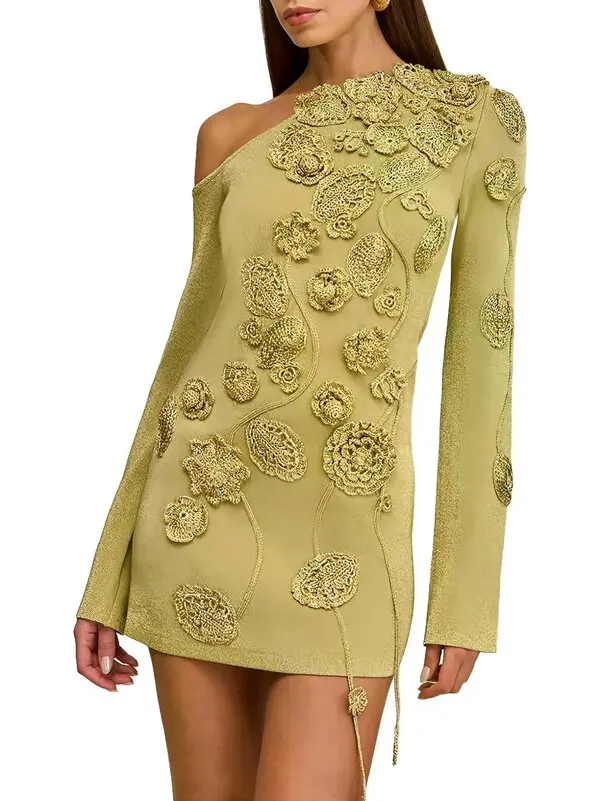 Cult Gaia Kaela Floral-appliqué Mini Dress - Gold