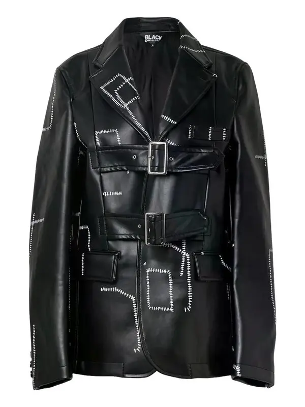 Comme Des Garçons Stitched-detail Leather Blazer - Black