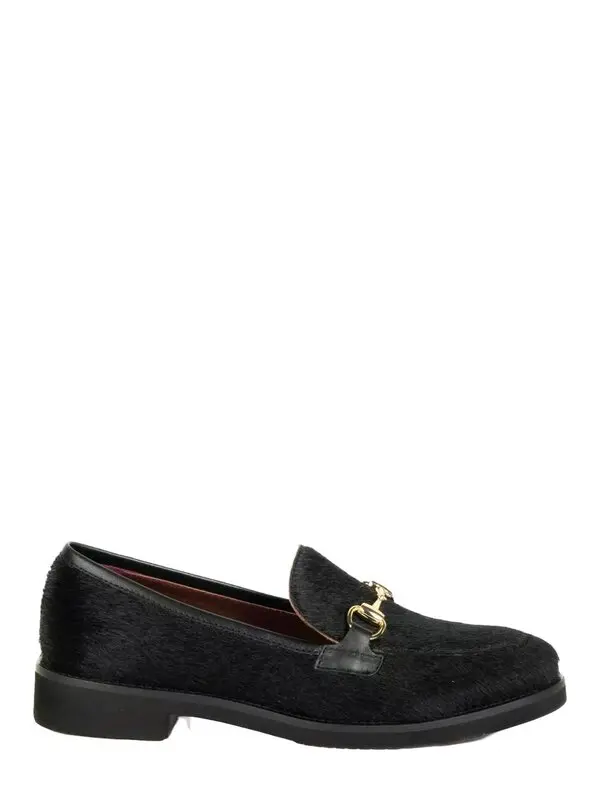 VIOLA RICCI Pony-hair Loafers With Gold-tone Hardware - Black