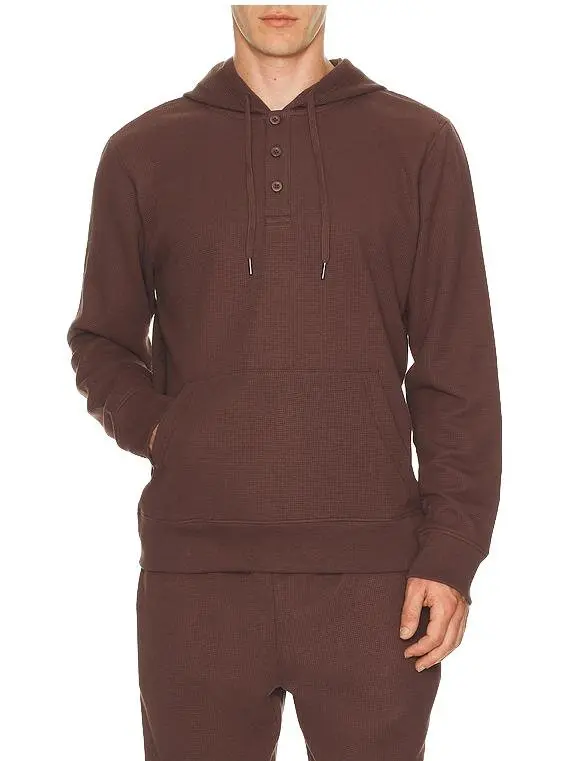 Onia Waffle Half Button Hoodie - Java