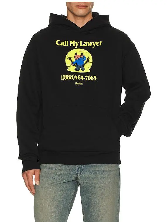 MARKET Smiley Call My Lawyer Bear Hoodie - Jet Black