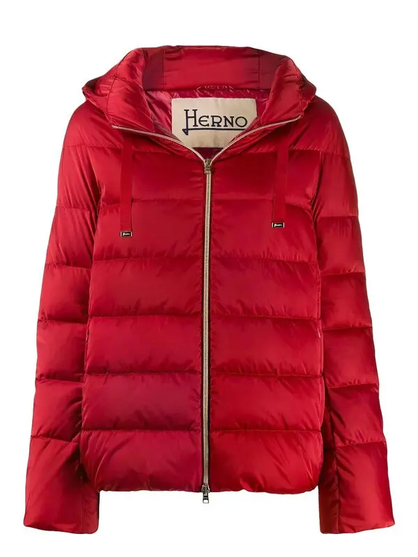 Herno Zipped Hooded Puffer Jacket - Red