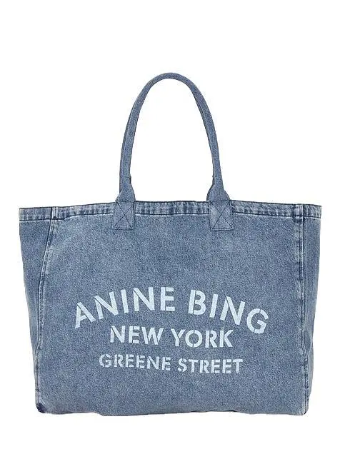 ANINE BING Leo Canvas Tote - Shadow Blue