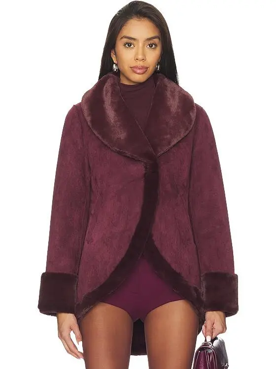 UNREAL FUR Perfect Stranger Faux Fur Jacket - Burgundy