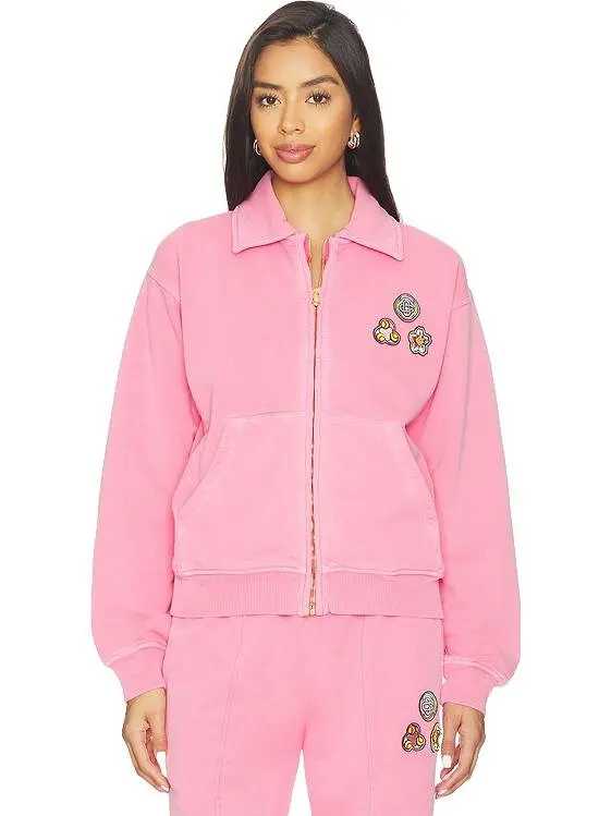 Casablanca Washed Collar Zip Up Jacket - Pink