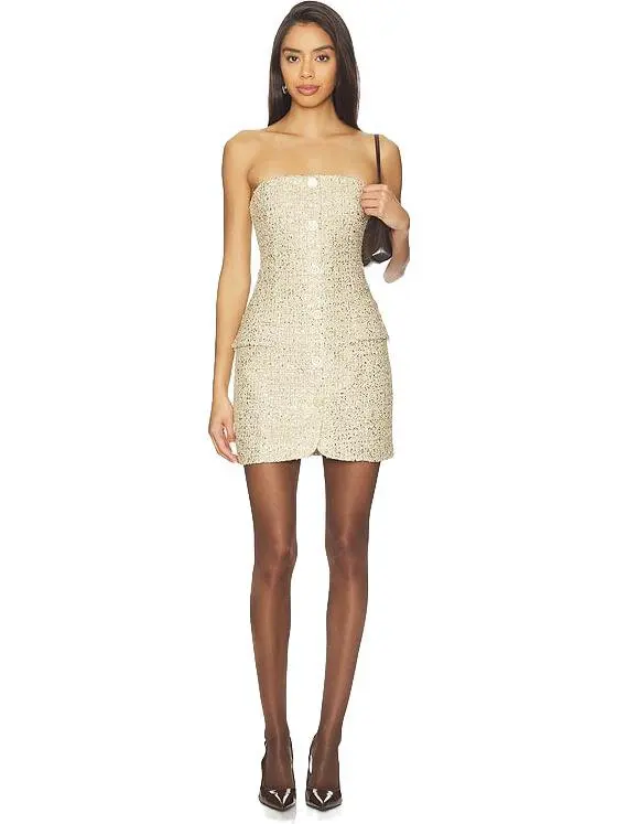 Alice + Olivia Madison Strapless Mini Blazer Dress - Pale Gold