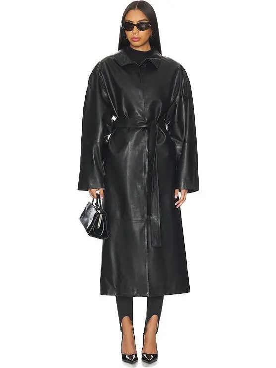LAMARQUE Alexandra Leather Coat - Black