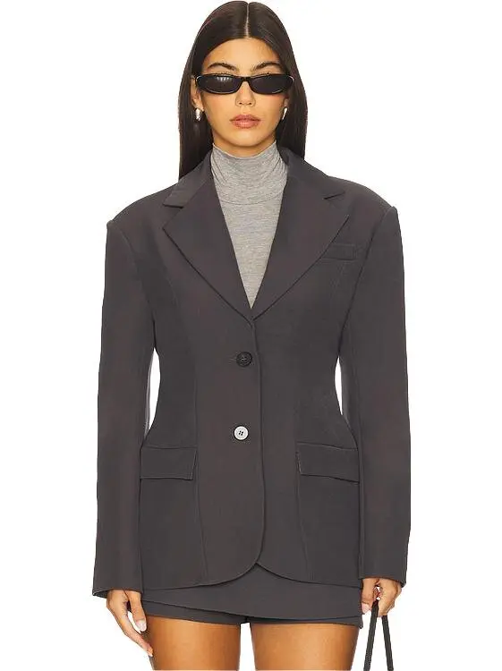 Line & Dot Ida Hourglass Blazer - Charcoal Grey
