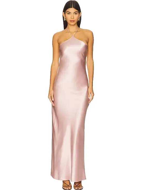 Line & Dot Alisa Satin Maxi Dress - Ballet Pink