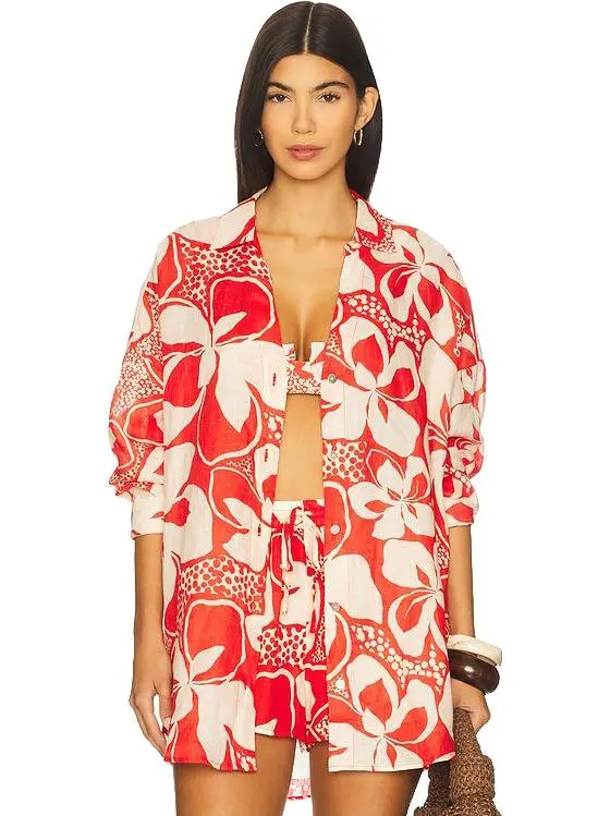 L*Space Rio Tunic Shirt - Hibiscus Bloom