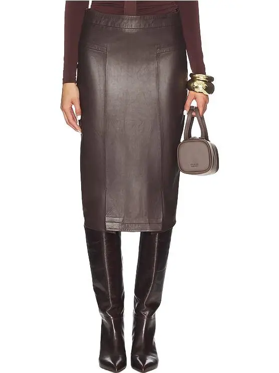 Herve Leger The Estella Leather Skirt - Walnut