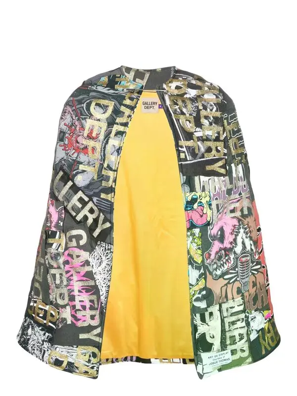 GALLERY DEPT. Logo-patchwork Cotton Cape - Black