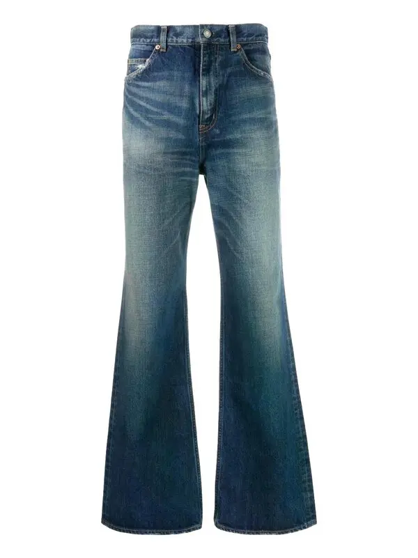 Saint Laurent 70's Whiskering-effect Bootcut Jeans - Blue