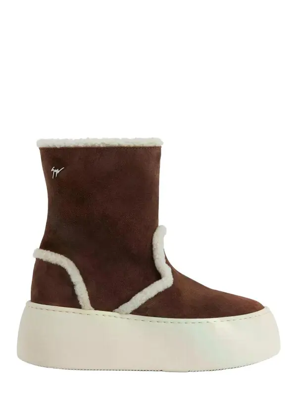 GIUSEPPE ZANOTTI Gz League Shearling Platform Boots - Brown