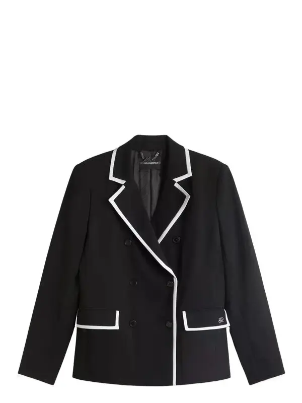 Karl Lagerfeld Double-breasted Trim Coat - Black