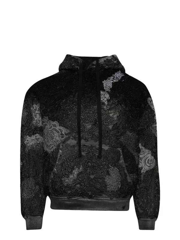 EARTHLING VIP Floral Embroidered Hoodie - Black