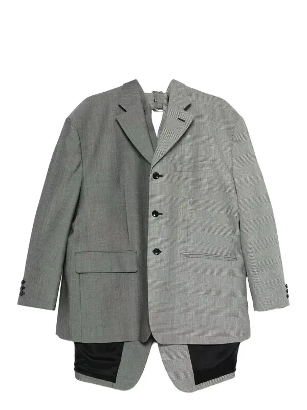 Comme Des Garçons Plaid-pattern Blazer - Grey