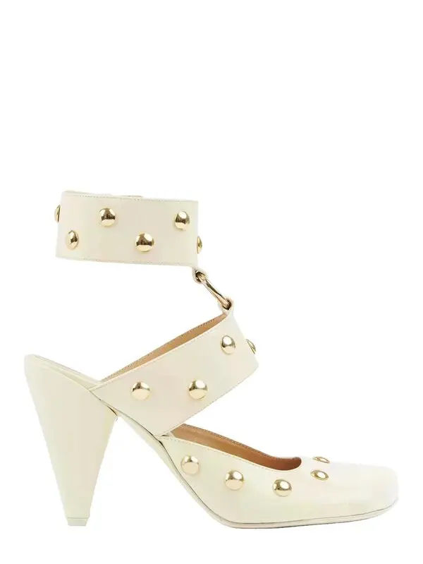 Chloé 90mm Pumps With Ankle Strap And Stud Embellishment - White