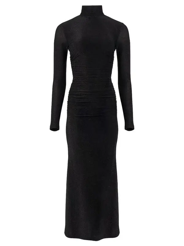 Carolina Herrera Lurex Turtleneck Midi Dress - Black
