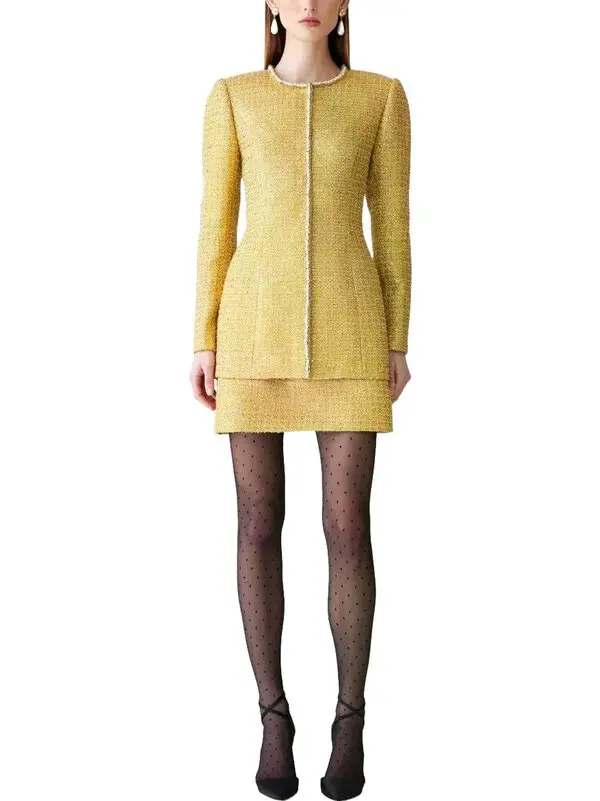 Carolina Herrera Lurex Tweed Mini Skirt - Yellow