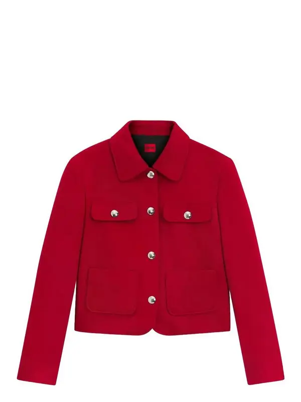 Hugo Buttoned Jacket With Flap Pockets - Red