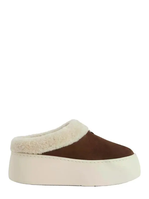 GIUSEPPE ZANOTTI Gz League Shearling Platform Slippers - Brown