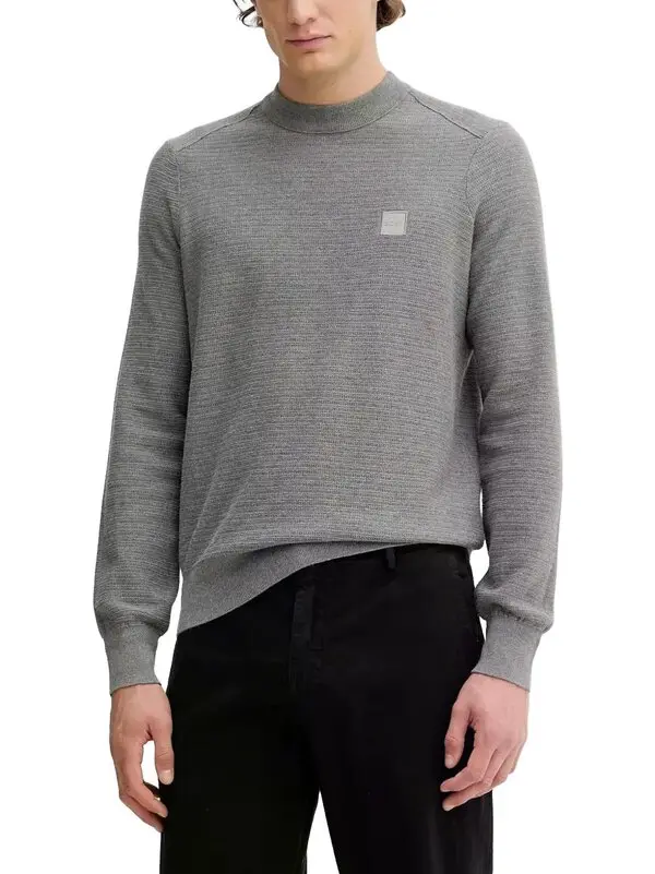 BOSS Textured Knit Sweater - Grey