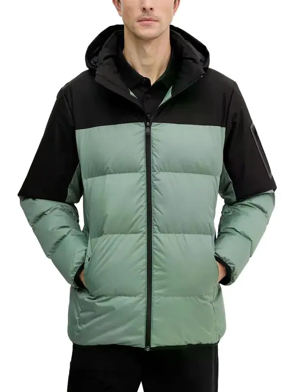 Hugo Boss Hooded Panelled Padded Jacket - Green