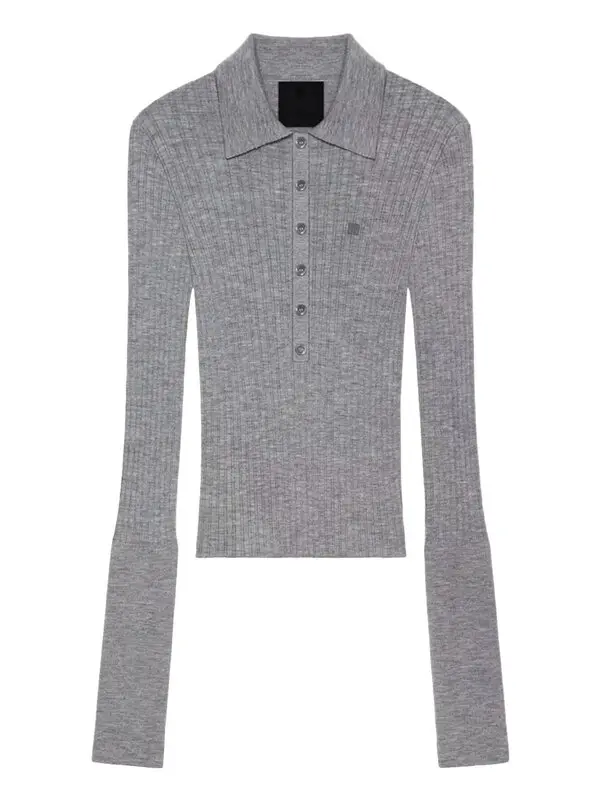Givenchy 4g-detail Wool Polo Top - Grey