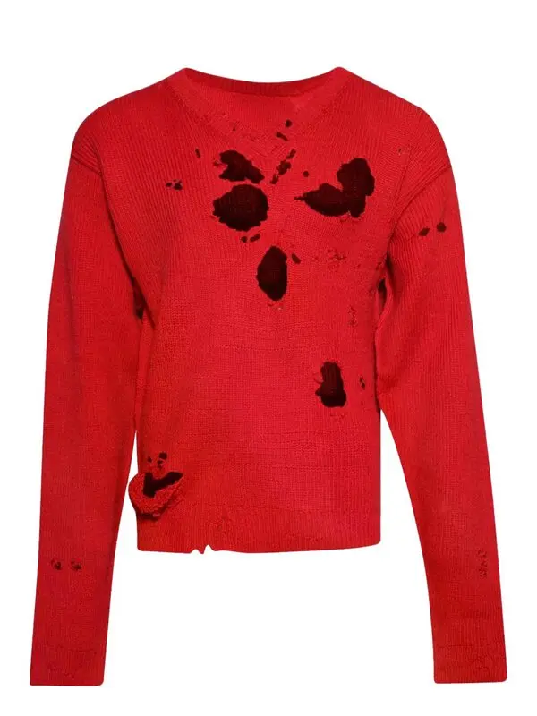 Vetements Distressed Jumper - Red