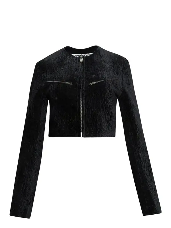 Alexander Wang Velvet-effect Cropped Jacket - Black