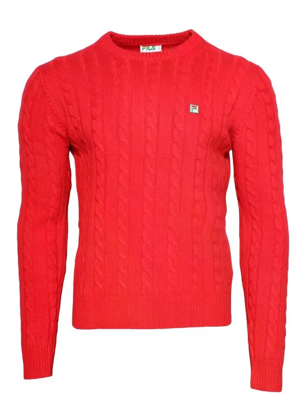 FILA Cable Knit Crew Neck Jumper - Red