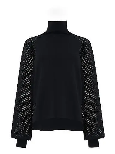 LEEM Mesh-sleeve Knitted Jumper - Black