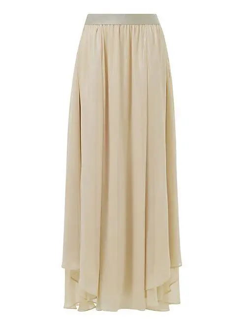 LEEM Woven Maxi Skirt With Asymmetric Hem - Neutrals