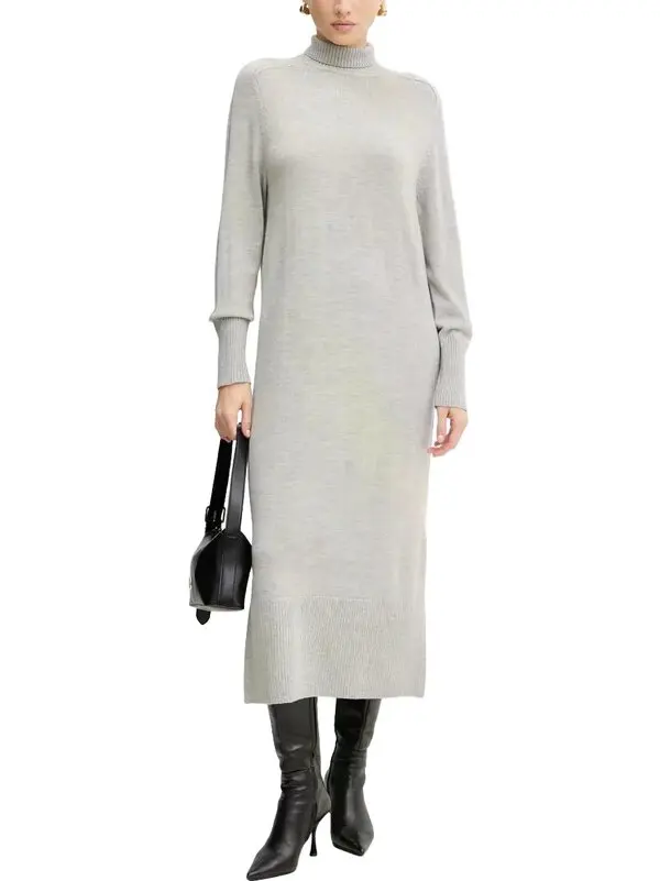 BOSS Roll-neck Midi Dress - Grey