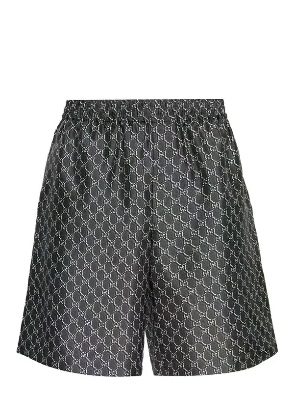 Gucci Gg-print Silk Twill Shorts - Grey