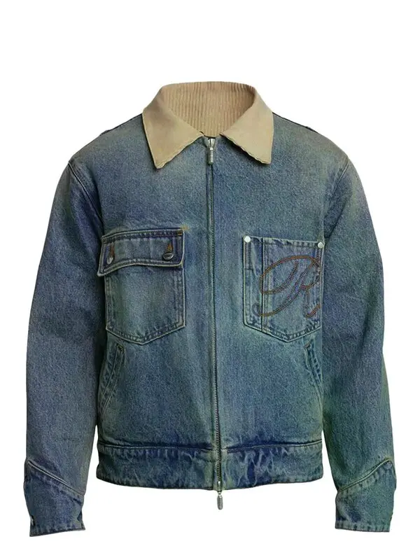 Rhude Western-style Zip-up Denim Jacket - Blue