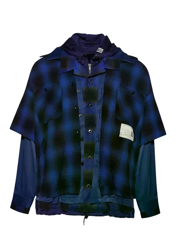 Mihara Yasuhiro Layered Checked-pattern Shirt - Blue