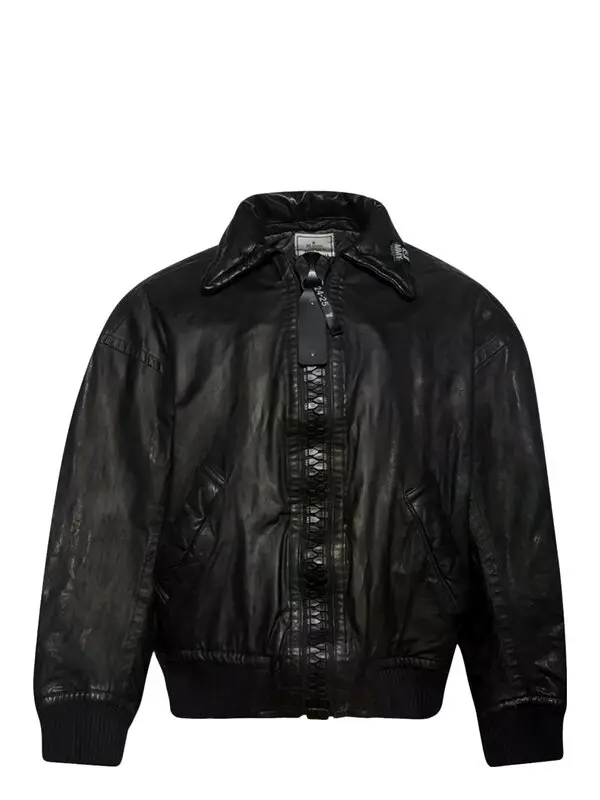 Mihara Yasuhiro X Backlash Leather Bomber Jacket - Black