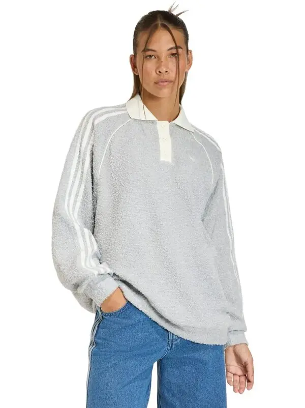 Adidas Originals Boucle Oversized Polo Crew - Grey Two