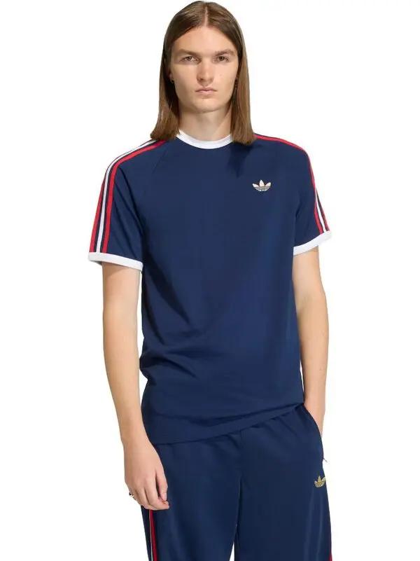 Adidas 3-stripes Tee - Night Indigo / Better Scarlet / White