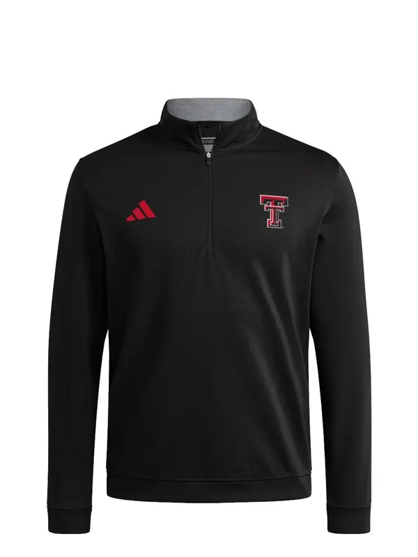 Adidas Texas Tech Red Raiders Coaches Elevated Quarter-zip - Black / Team Power Red / Team Power Red