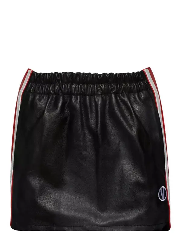 Vetements Logo-embroidered Leather Mini Skirt - Black