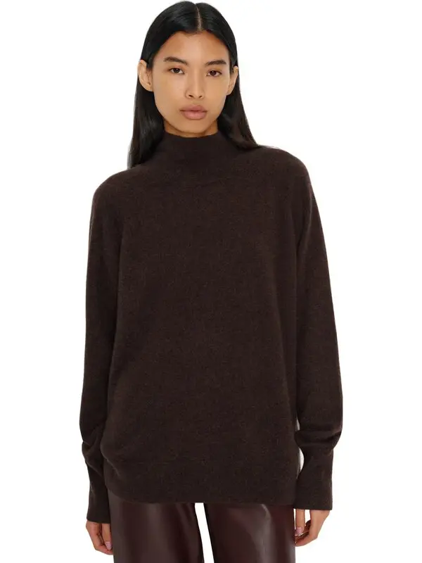 REFORMATION Meritt Cashmere Turtleneck - Brown