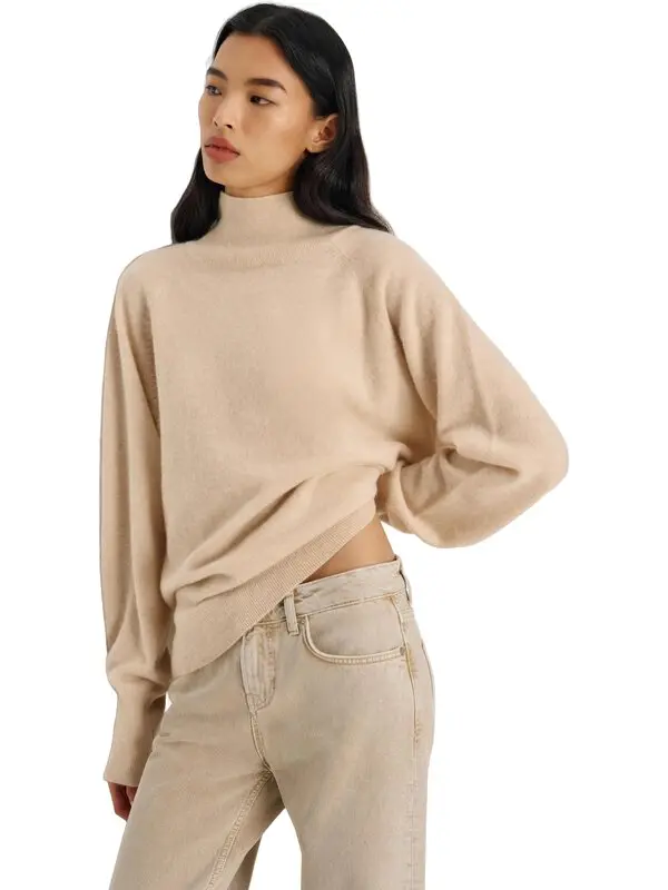 REFORMATION Meritt Cashmere Turtleneck - Natural