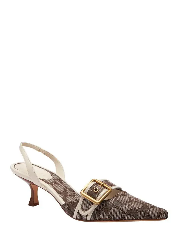 COACH Margot Signature Jacquard Slingbacks - Oak/chalk